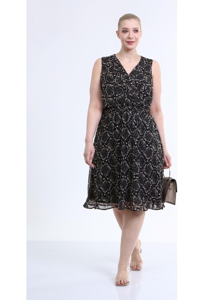 Myline Astarlı Kolsuz Şifon Elbise