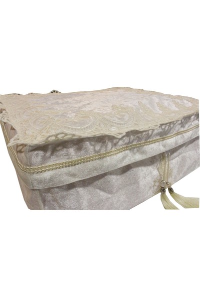 Dantelux Fransız Dantelli Kadife Fermuarlı Hurç Bohça 2223-C02-BOY2 Krem Dantelux Fransız Dantelli Kadife Fermuarlı Hurç Bohça 2223-C02-BOY2 Krem