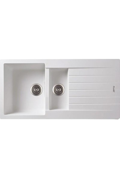 Gradde 1,5 Göz Beyaz Granıt Evye 50X100 Cm