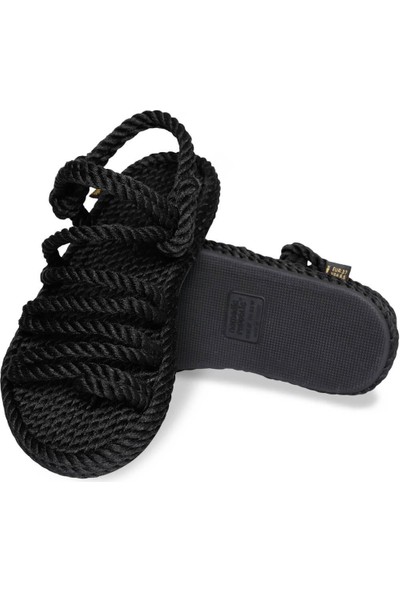 Nomadic Republic Havana Kauçuk Tabanlı Kadın Halat Sandalet - Siyah