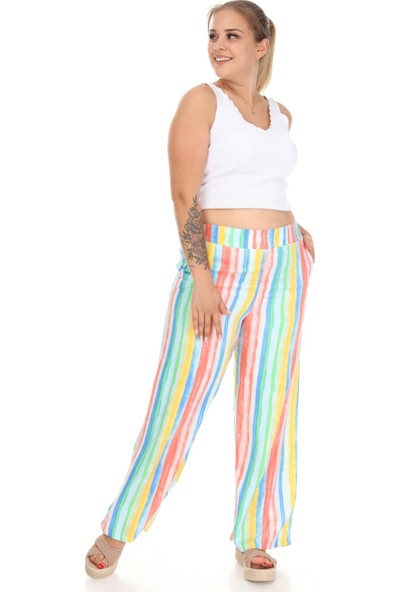Zer Otantik Gökkuşağı Bolpaça Büyük Beden Pantolon Alaca Zer Otantik Gökkuşağı Bolpaça Büyük Beden Pantolon Alaca