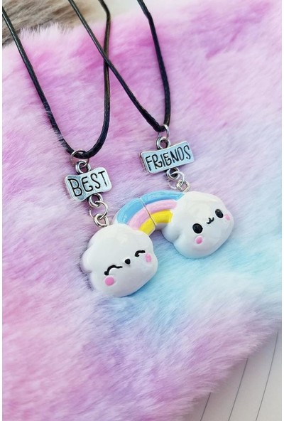 Alp Collection Renkli Gökkuşağı Best Friends Bff 2li Çift Suni Deri Ipli Kolye Alp Collection Renkli Gökkuşağı Best Friends Bff 2li Çift Suni Deri Ipli Kolye
