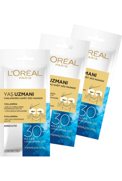 Yaş Uzmanı 30+ Canlandırıcı Kağıt Göz Maskesi 3'lü Set