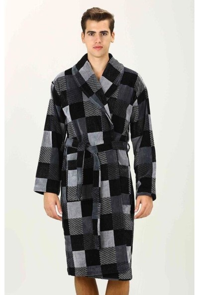 Özdilek Bornoz Kadife Şalyaka Ekose Plaid Xl Beden