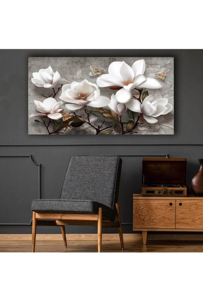 Hobimania Kanvas Tablo Beyaz Çiçekler Soft 50X100 cm Duvar Dekorasyon Tablo Moda Hobimania Kanvas Tablo Beyaz Çiçekler Soft 50X100 cm Duvar Dekorasyon Tablo Moda