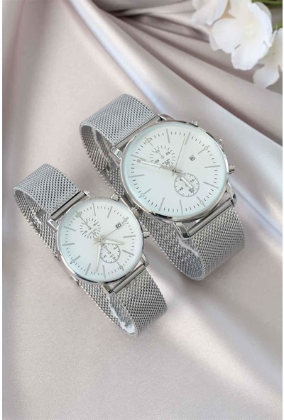 Ebijuteri Silver Renkli Hasır Metal Kordonlu Sevgili Saatleri Ebijuteri Silver Renkli Hasır Metal Kordonlu Sevgili Saatleri