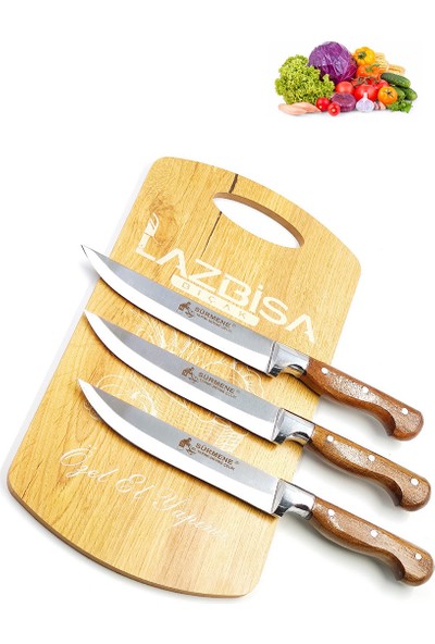 Lazbisa Sürmene 3'lü Mutfak Bıçak Seti