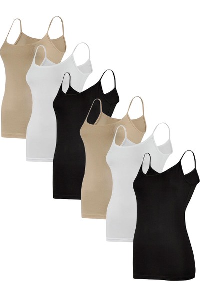 Özten Kadın 6'lı Paket Bambu Ip Askılı Atlet