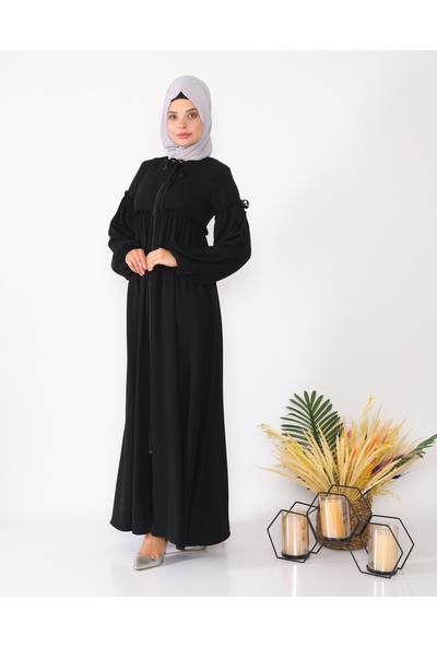 Zeynep Tesettür Büzgülü Model Siyah