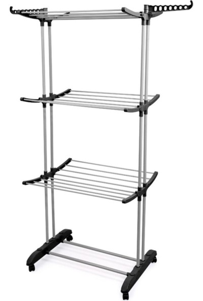 Sas 3 Katlı Alüminyum Çamaşır Kurutmalığı Flyby Krom S-088