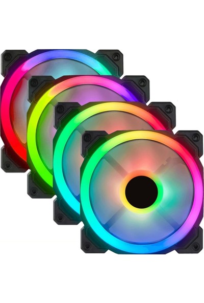 Gametech 7r Pro Seri (4'lü Set) Rainbow Ledli Sessiz 120MM 12CM Kasa Fanı Gametech 7r Pro Seri (4'lü Set) Rainbow Ledli Sessiz 120MM 12CM Kasa Fanı