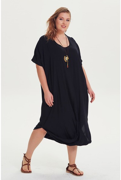 Los Banditos Etek Ucu Detaylı Büyük Beden Elbise