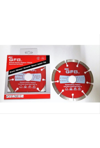 Gfb Elmas Testere Soketli 115 mm Beton Mermer Fayans Tuğla Asfalt Gfb Elmas Testere Soketli 115 mm Beton Mermer Fayans Tuğla Asfalt