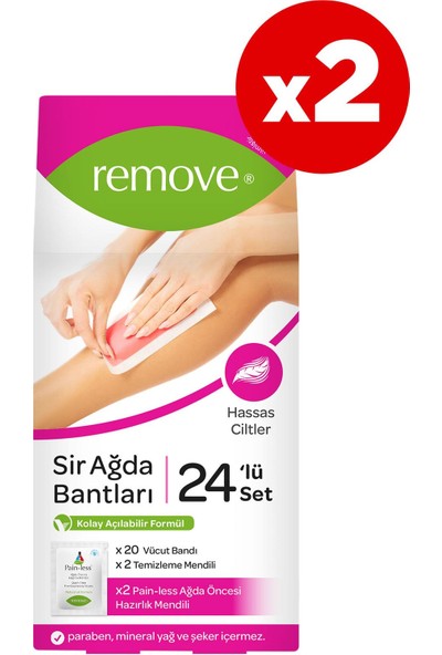 Remove 24'lü Sir Ağda Bantları Hassas Ciltler X2 Adet Remove 24'lü Sir Ağda Bantları Hassas Ciltler X2 Adet