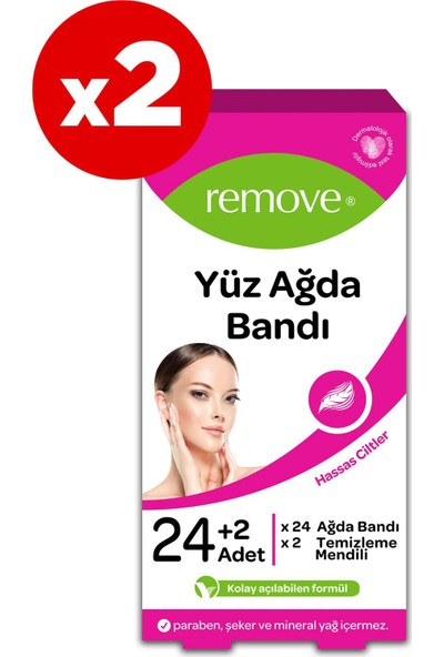 Remove Yüz Ağda Bandı Hassas X2 Adet Remove Yüz Ağda Bandı Hassas X2 Adet