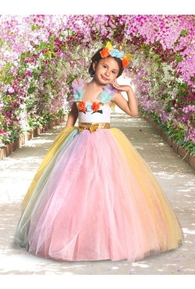 Riccotarz Kız Çocuk Çiçekli Pulpayet Gökkuşağı Tüllü Abiye Riccotarz Kız Çocuk Çiçekli Pulpayet Gökkuşağı Tüllü Abiye