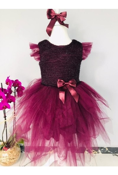 Riccotarz Kız Çocuk Omzu Tütülü Kabarık Bordo Abiye Riccotarz Kız Çocuk Omzu Tütülü Kabarık Bordo Abiye