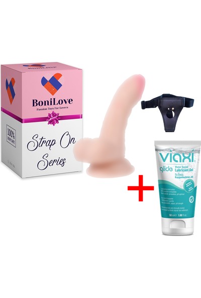 Bonilove Strap On Series 13 cm Anal ve Vajinal Kullanılabilen Realistik Penis+Jel Bonilove Strap On Series 13 cm Anal ve Vajinal Kullanılabilen Realistik Penis+Jel
