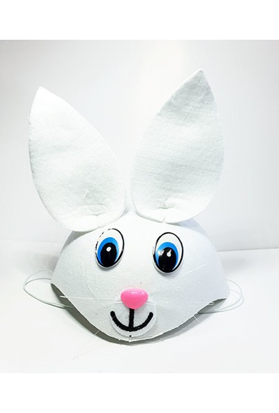 Samur Beyaz Renk Kulaklı Tavşan Şapkası Hayvan Şapkası Samur Beyaz Renk Kulaklı Tavşan Şapkası Hayvan Şapkası