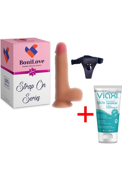 Bonilove Strap On Series 20 cm Çift Katman Ekstra Yumuşak Belden Bağlamalı Penis+Jel Bonilove Strap On Series 20 cm Çift Katman Ekstra Yumuşak Belden Bağlamalı Penis+Jel