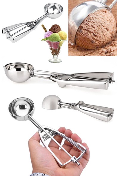 Lovyco Dondurma Kaşığı Paslanmaz Çelik Çek Bırak Dondurma Kepçesi 22 cm.