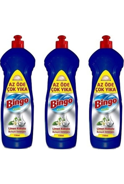 Bingo Klasik Limon Kokulu Bulaşık Deterjanı 730 ml x 3