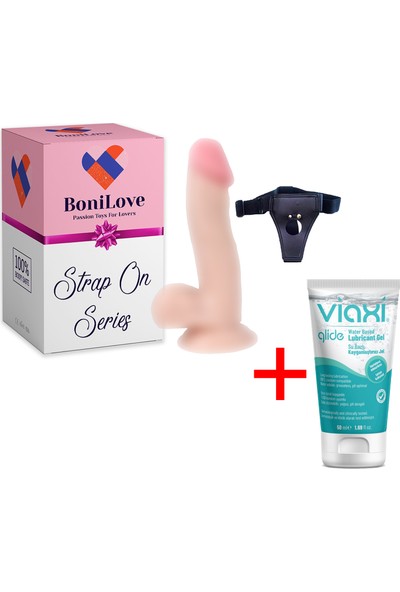 Bonilove Strap On Series 17 cm Yumuşak Dokuda Belden Bağlamalı Takma Penis+Jel Bonilove Strap On Series 17 cm Yumuşak Dokuda Belden Bağlamalı Takma Penis+Jel