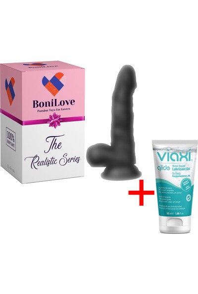 Bonilove The Realistik Series Siyah Hunk Eagle 17 cm Esnek Realistik Penis+Jel