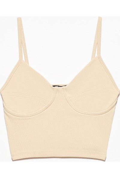 Dilvin 3647 Göğüs Cuplu Top-Bej