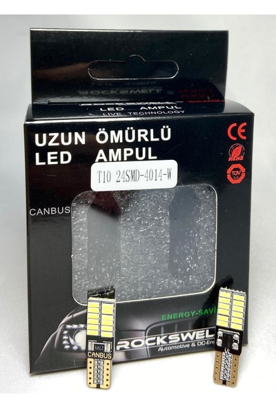 Rockswell LED Ampul T10 Tipli 24 LED Plaka/bagaj/torpido/park Aydınlatmalarında Uygundur Beyaz Renk Rockswell LED Ampul T10 Tipli 24 LED Plaka/bagaj/torpido/park Aydınlatmalarında Uygundur Beyaz Renk
