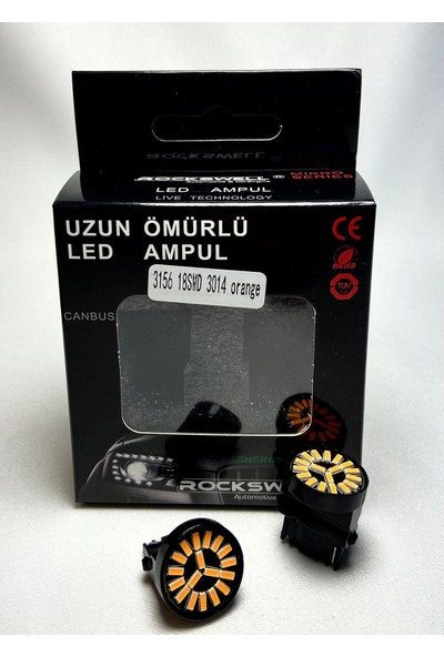 Rockswell 3156 18 Smd 3014 LED Ampulü Geri Vites/plaka/sinyasl/stop Turuncu Renk Rockswell 3156 18 Smd 3014 LED Ampulü Geri Vites/plaka/sinyasl/stop Turuncu Renk