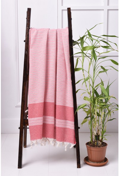 Modexto Kırmızı Çizgili Pamuk Peştemal
