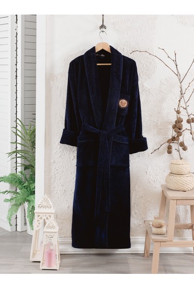 Philippus Bleda Kadife Erkek Şalyaka Bornoz Lacivert