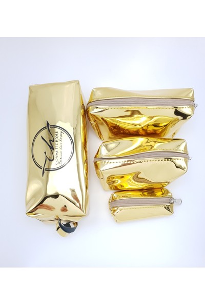 Cosmetichane 4 Lü Makyaj Çantası Gold