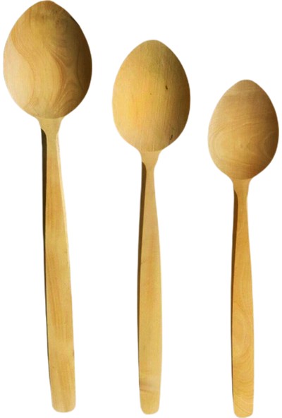 Hakiki Şimşir Ağacı 3'lü Kaşık Seti. 32 cm 28 cm ve 25cm