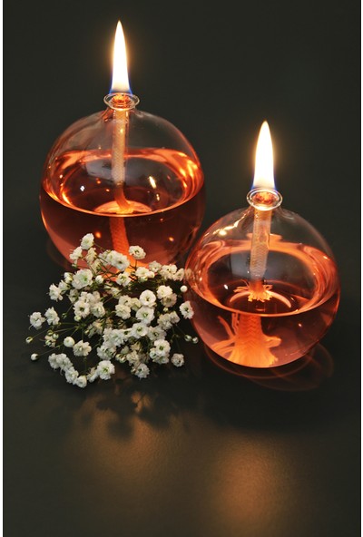 Vetroce Küre Cam Kandil 2'li Set + Kandil Yağı