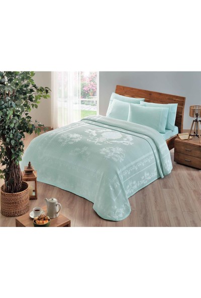 Taç Pike Takımı Taç Jakar Helena Su Yeşili Çift Kişilik Pike Takımı Taç Pike Takımı Taç Jakar Helena Su Yeşili Çift Kişilik Pike Takımı