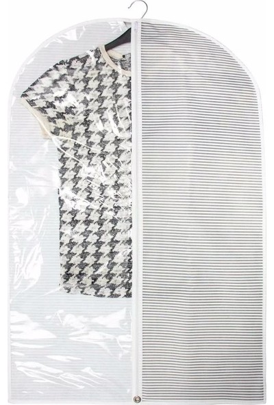 Sas Pencereli Fermuarlı Elbise Koruyucu ,ceket,takım Elbise, Giysi Kılıfı Gri Mini 62 x 100 cm