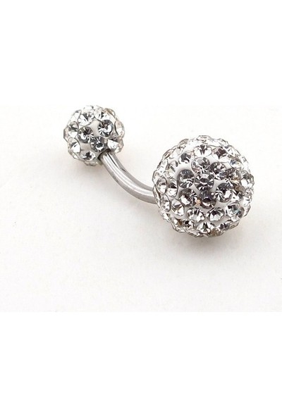 Takıconcept Parlak Beyaz Taşlı Disko Topu Çelik Göbek Piercing Takıconcept Parlak Beyaz Taşlı Disko Topu Çelik Göbek Piercing