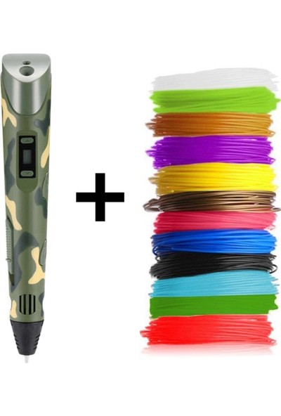 3D Kamuflaj 3D Kalem - 25 Renk 100 Metre PLA Filament