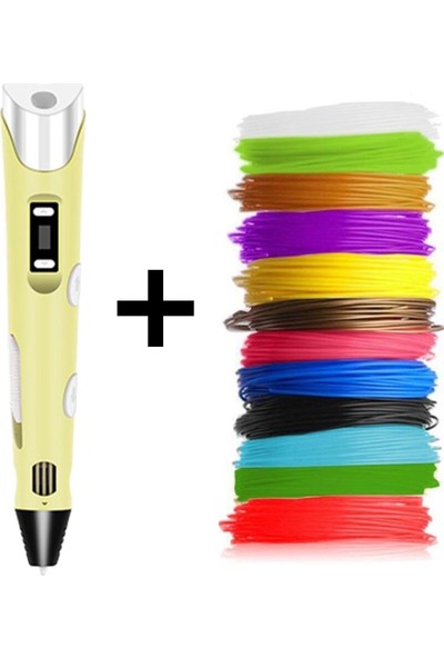 3D Sarı 3D Kalem Yazıcı - 25 Renk 50 MetrePla Filament 3D Sarı 3D Kalem Yazıcı - 25 Renk 50 MetrePla Filament