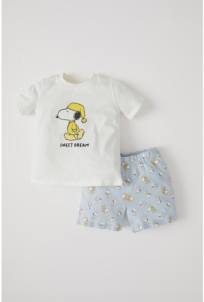 Defacto Unisex Snoopy Lisanlı Kısa Kollu Pamuklu Pijama Takımı T8223A221SP Defacto Unisex Snoopy Lisanlı Kısa Kollu Pamuklu Pijama Takımı T8223A221SP
