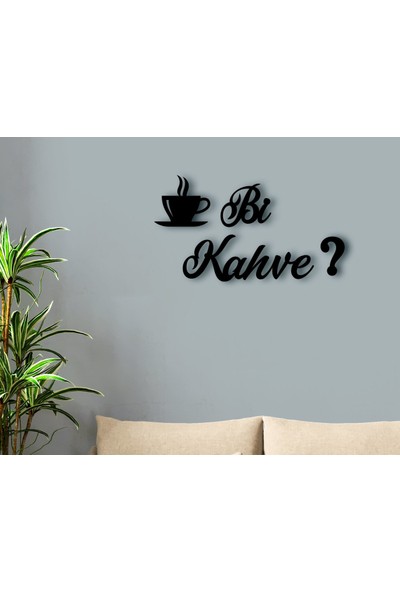 BK Bi Kahve? Tasarımlı Ahşap Duvar Yazısı