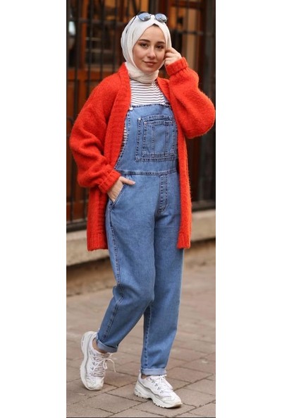 Esmaboutıque Kadın Kot Mavi Cepli Tesettür Tulum