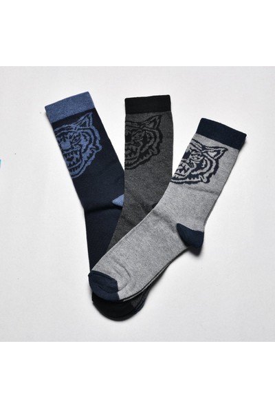 Lateks 12'li Kaplan Desenli Erkek Çocuk Soket Çorabı - Karışık