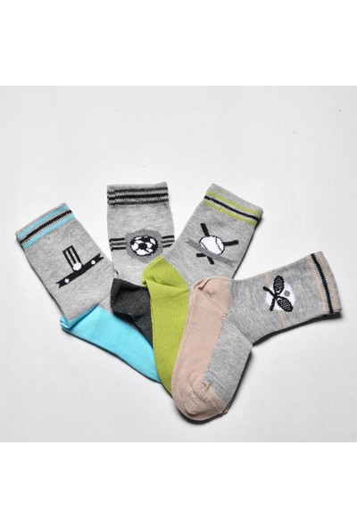Lateks 12'li Top Desenli Erkek Çocuk Soket Çorabı - Karışık