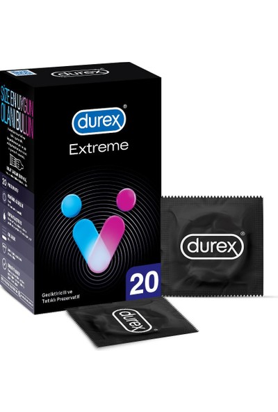 Durex Extreme 20'li Geciktiricili ve Tırtıklı Prezervatif Durex Extreme 20'li Geciktiricili ve Tırtıklı Prezervatif