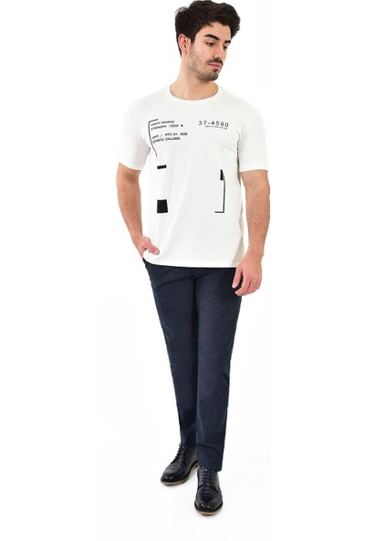 Versante Ön Arka Kısım Baskılı Yazılı Slim Fit Likralı Erkek Dar Kesim T-Shirt