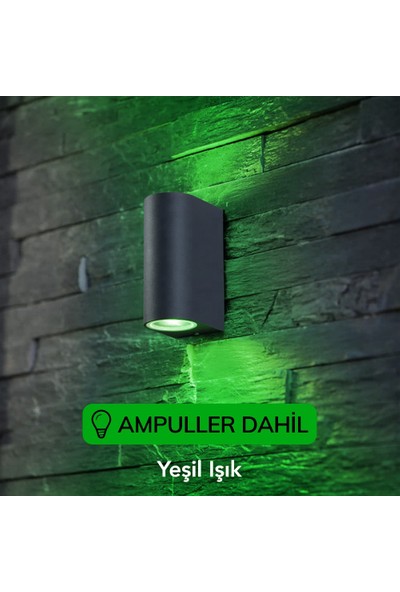 Full Reyon Dekoratif Çift Yönlü Antrasit Aplik - Yeşil Işık-Ampuller Dahil Full Reyon Dekoratif Çift Yönlü Antrasit Aplik - Yeşil Işık-Ampuller Dahil