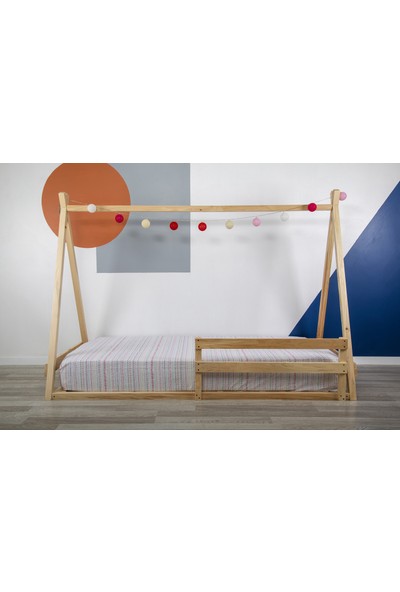 Panda Doğal Ahşap Bebek ve Çocuk Montessori Yatak 190x90 cm